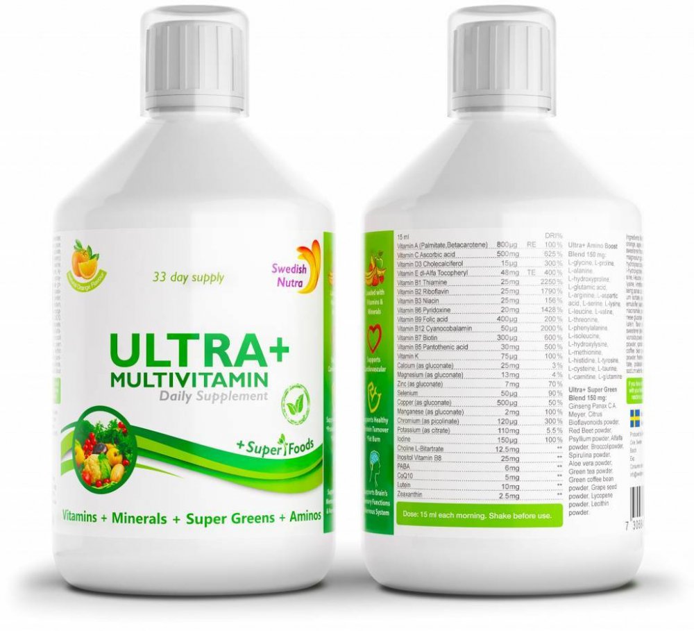 Swedish Nutra Multivitamín pre dospelých Ultra+ 500 ml